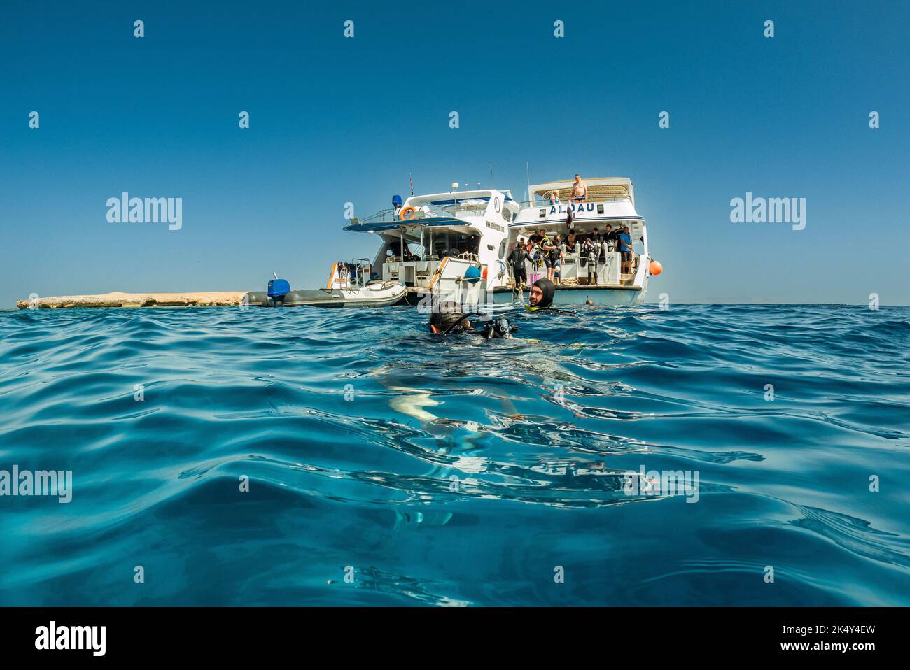 Scuba diver exploring the Gota Abu Ramada reef on September 30, 2022 in ...