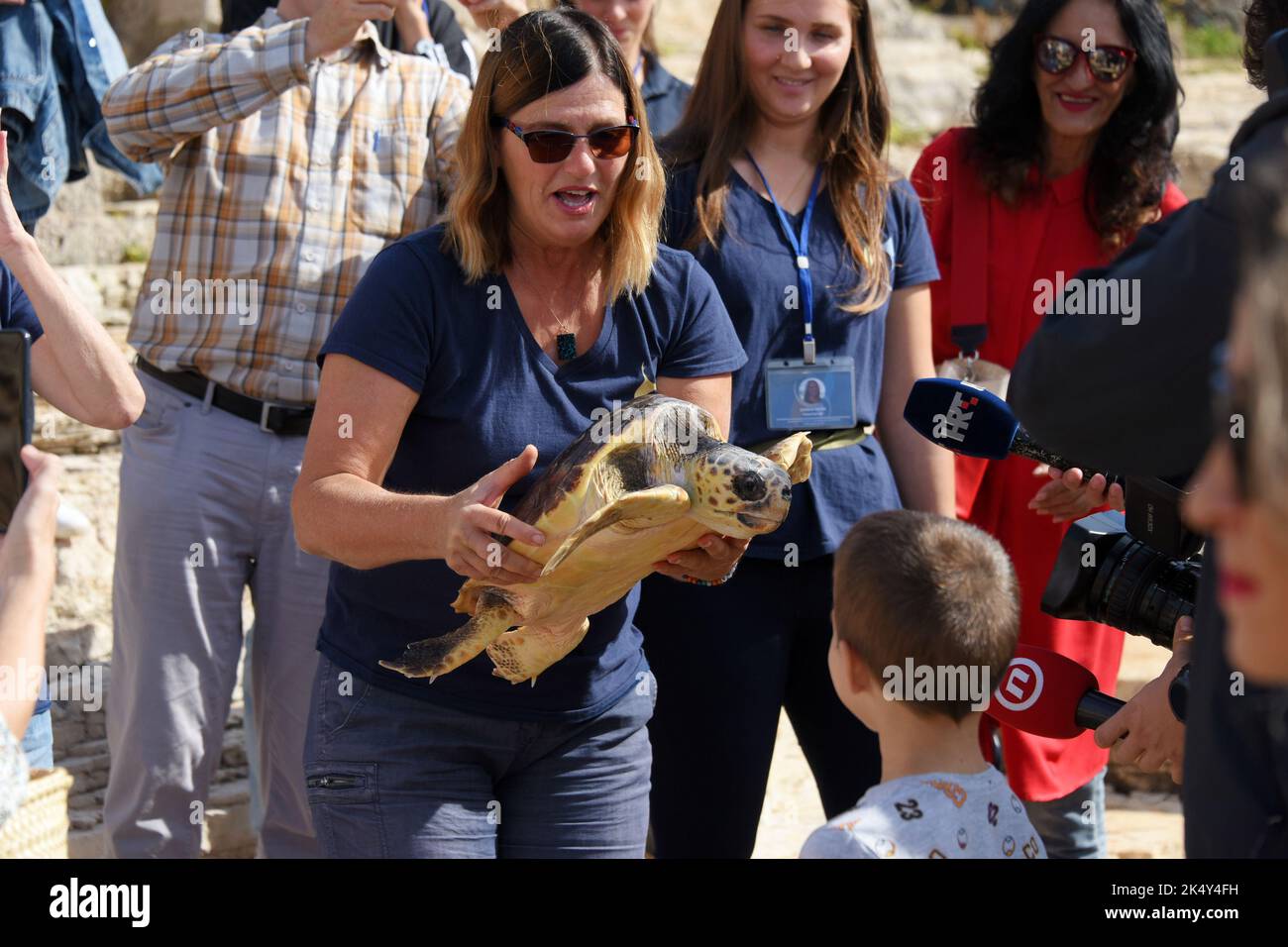 Two loggerhead turtles, Ivan and Dancea, were returned to the sea after ...