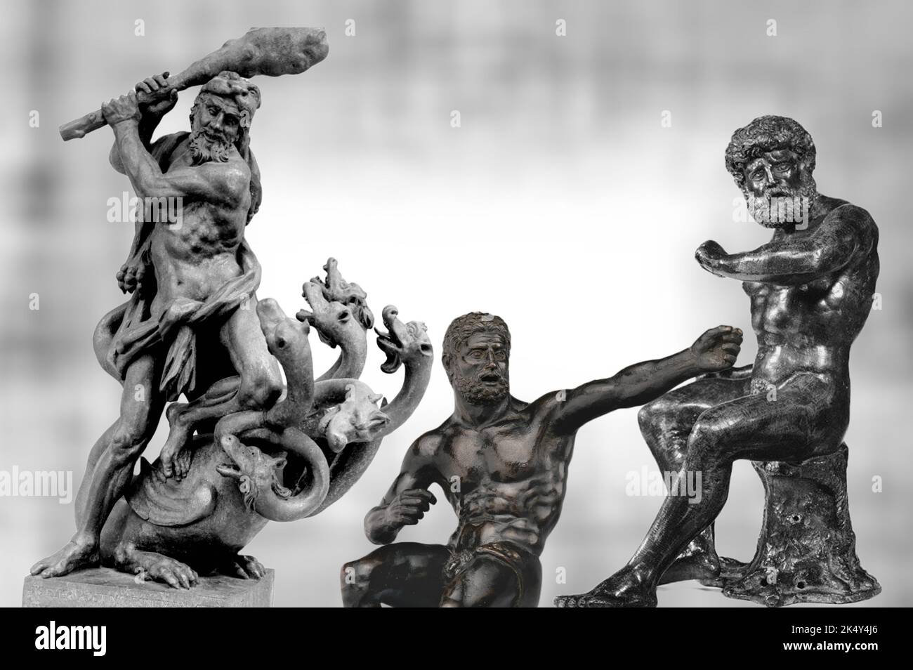 Depiction of authentic statues of ancient Rome of Hercules famous Greco ...