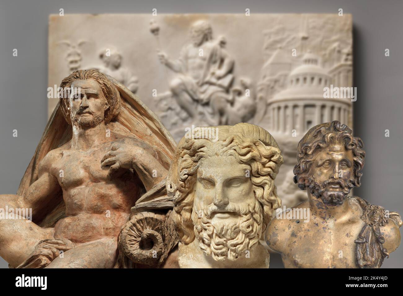 Depiction of authentic statues of ancient Rome of Jupiter King of ...