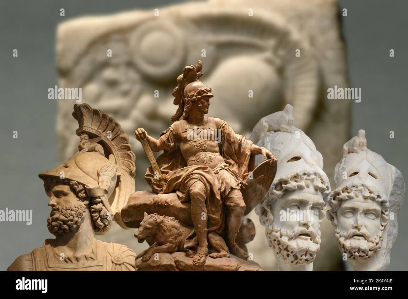Depiction of authentic statues of ancient Rome of Mars the God of War ...