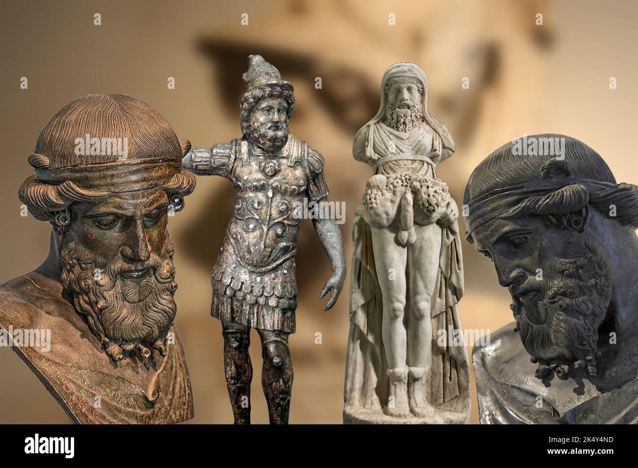 Depiction of authentic statues of ancient Rome of Pluto king of the ...