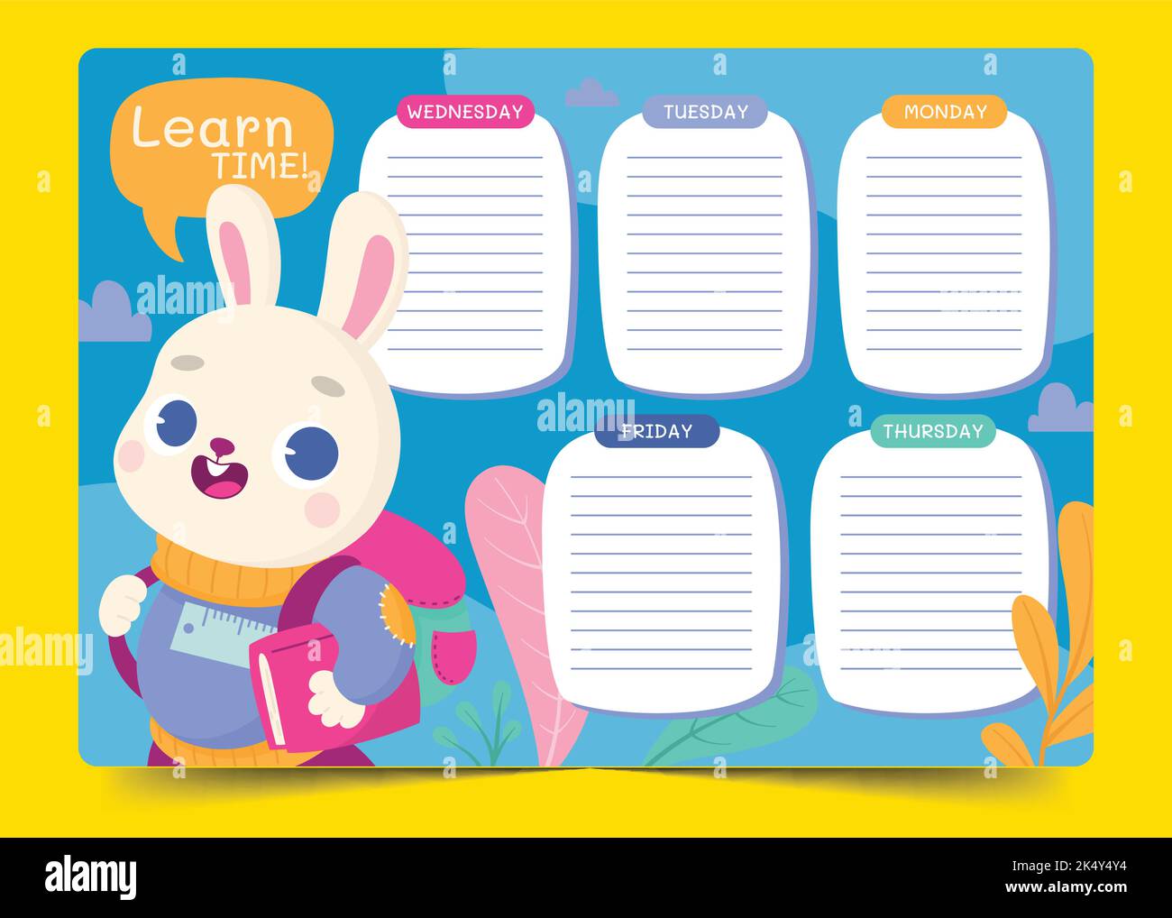 School timetable vector vectors hi-res stock photography and images - Alamy