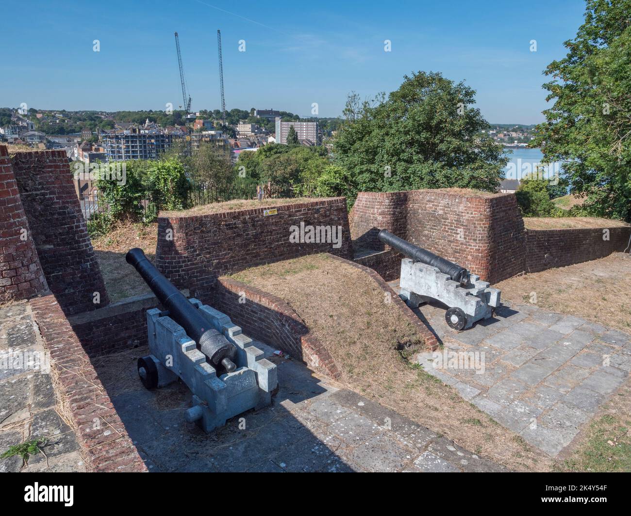 Artillery emplacement in Fort Amherst, located above the River Medway ...
