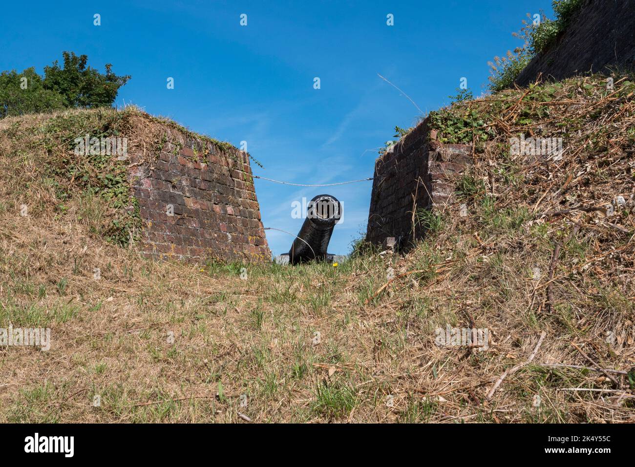Artillery emplacement in Fort Amherst, located above the River Medway ...