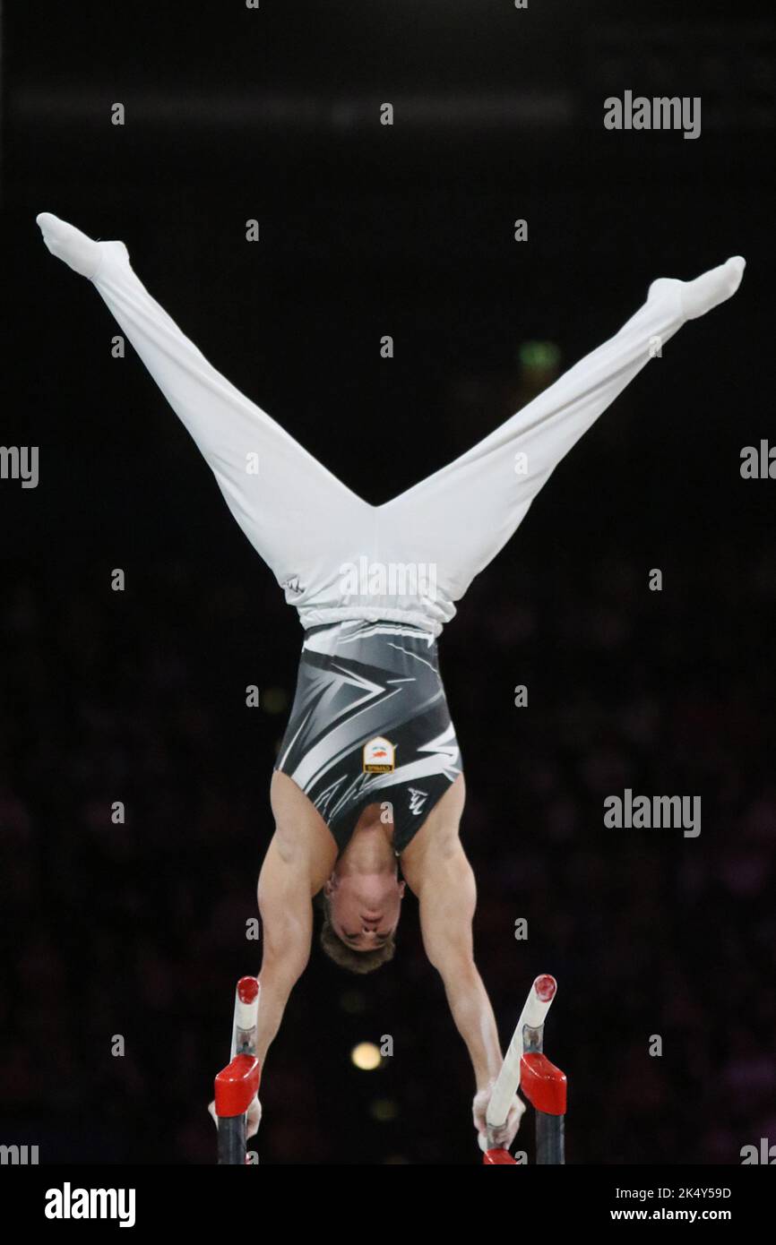 Ilias GEORGIOU of Cyprus in the Men's Parallel Bars - Final at the 2022 ...