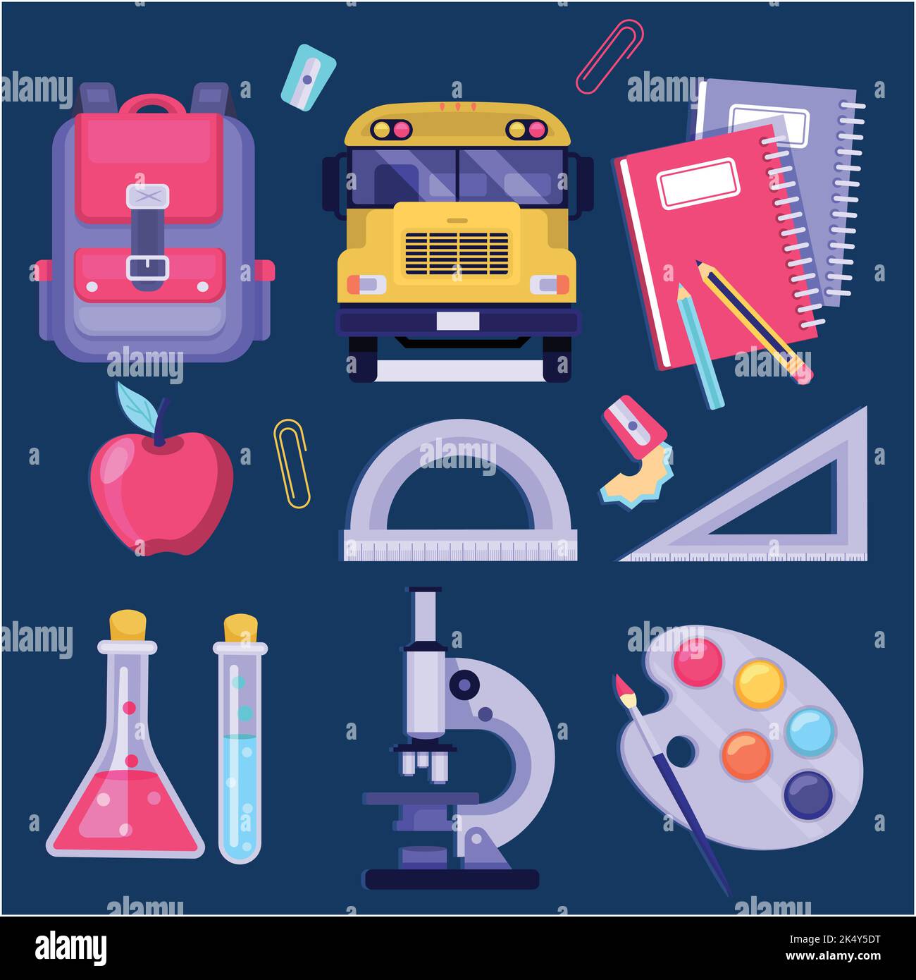 flat back school elements collection vector design illustration Stock Vector Image & Art - Alamy