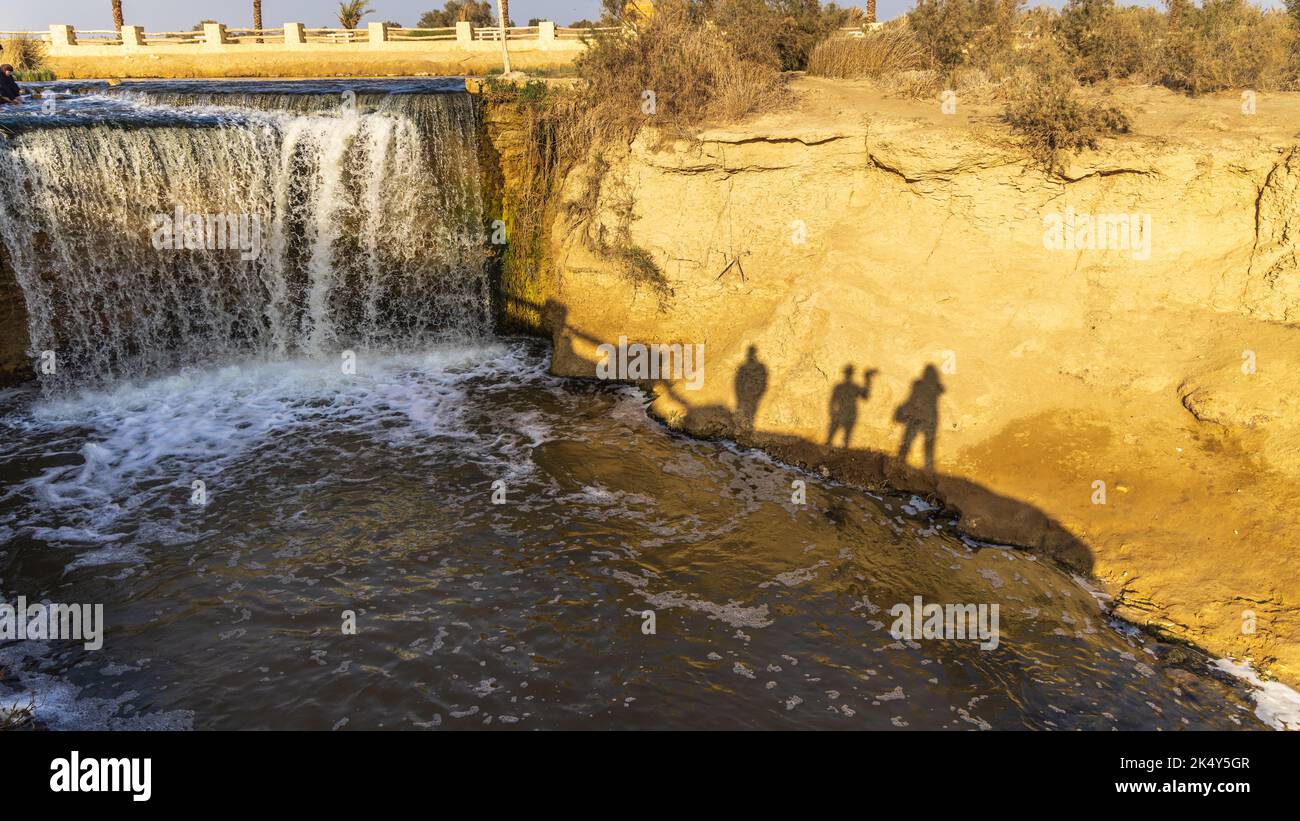 Faiyum Oasis, Egypt. Waterfall on a stream at Faiyum Oasis Stock Photo ...