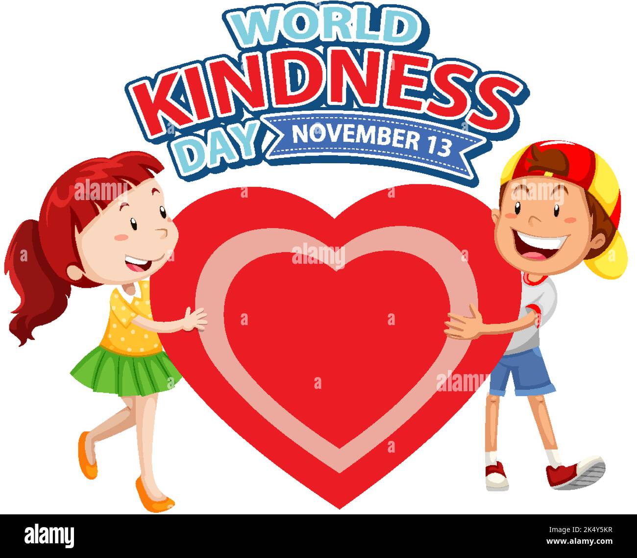 World kindness day with children cartoon character illustration Stock ...