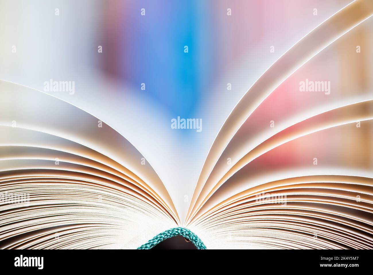 Close-up of opened book pages with soft blurred background Stock Photo ...