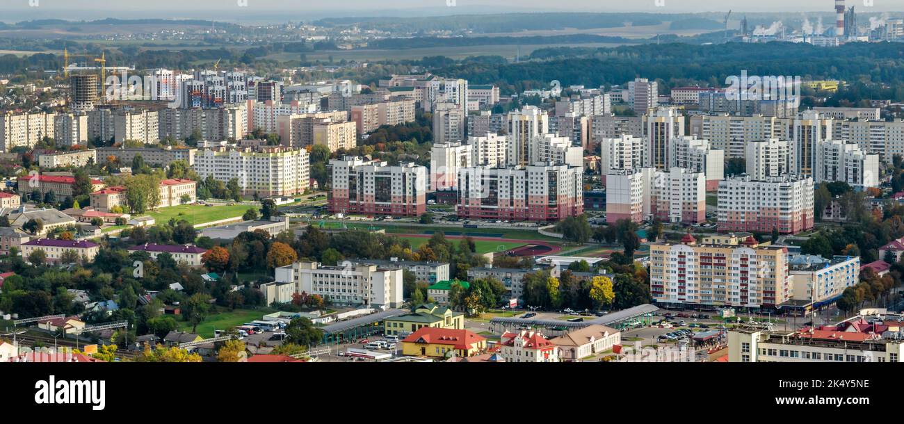aerial panoramic view of the residential area of high-rise buildings in ...