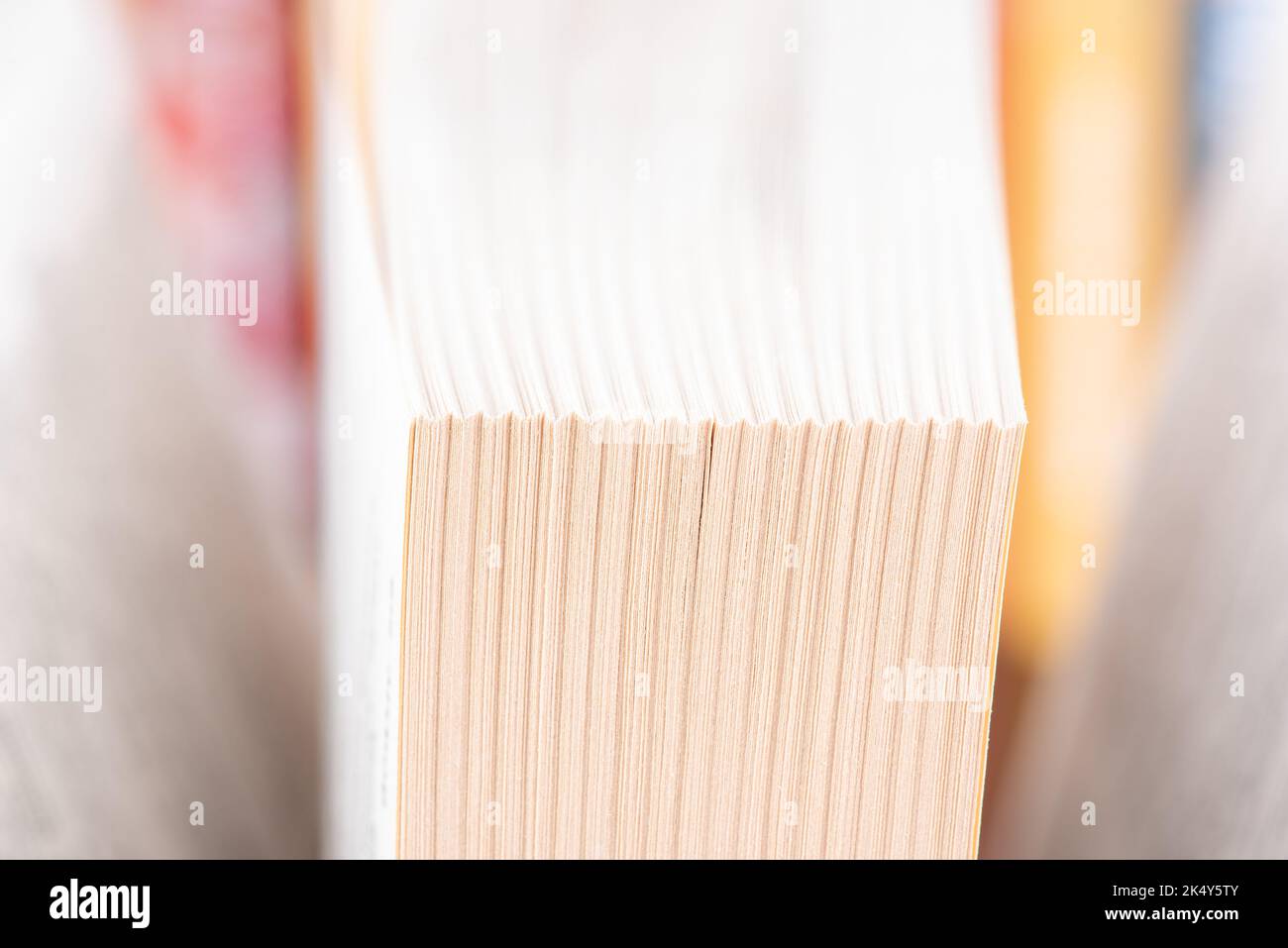 Macro view of book block with blurred background Stock Photo - Alamy