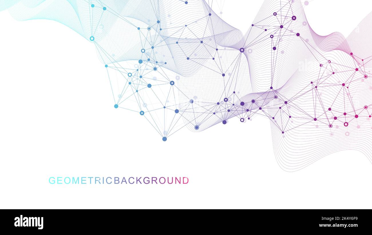 Technology abstract background with connected line and dots. Big data ...