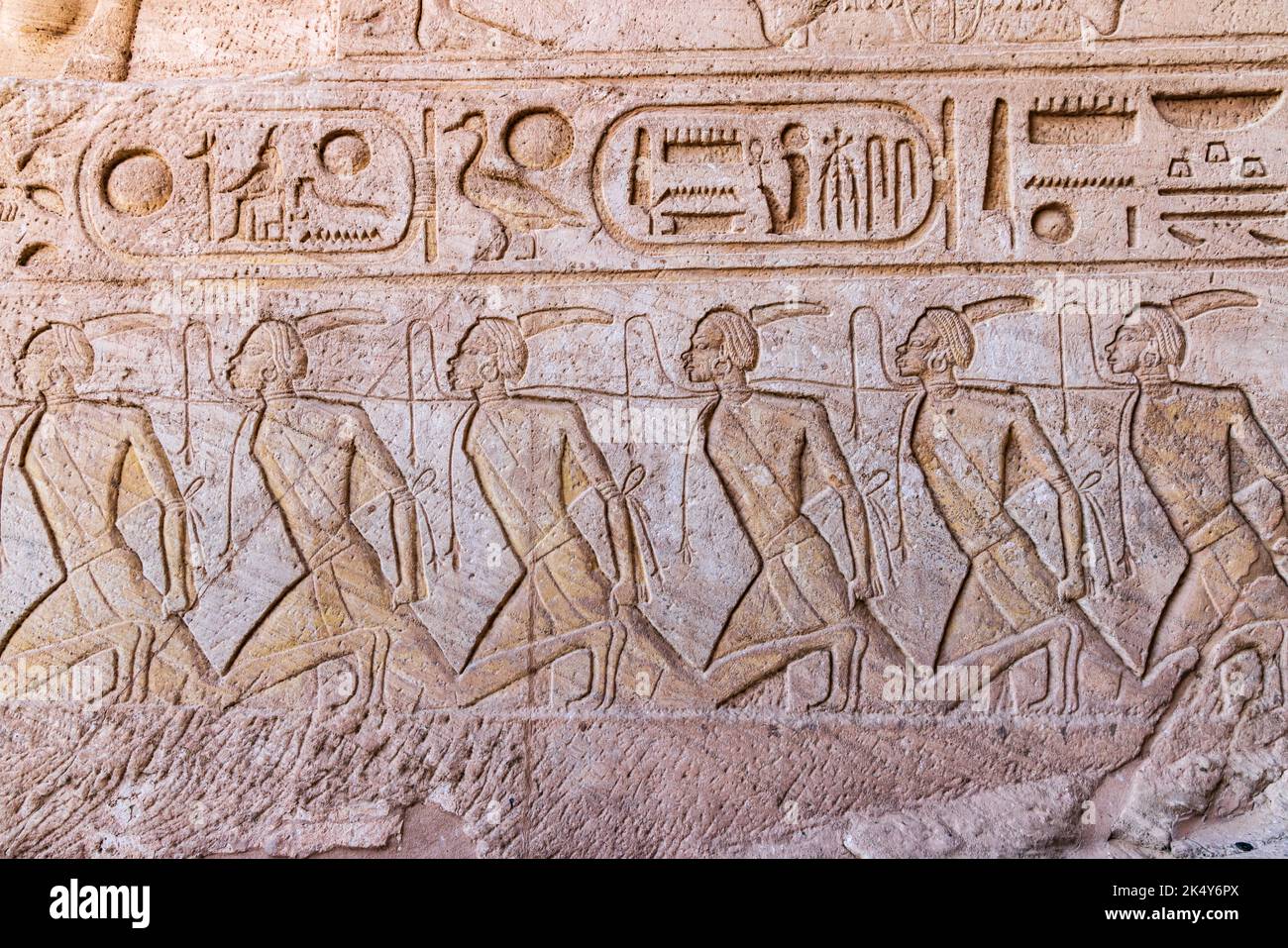 Abu Simbel, Aswan, Egypt. Relief mural depicting captured Nubians at ...