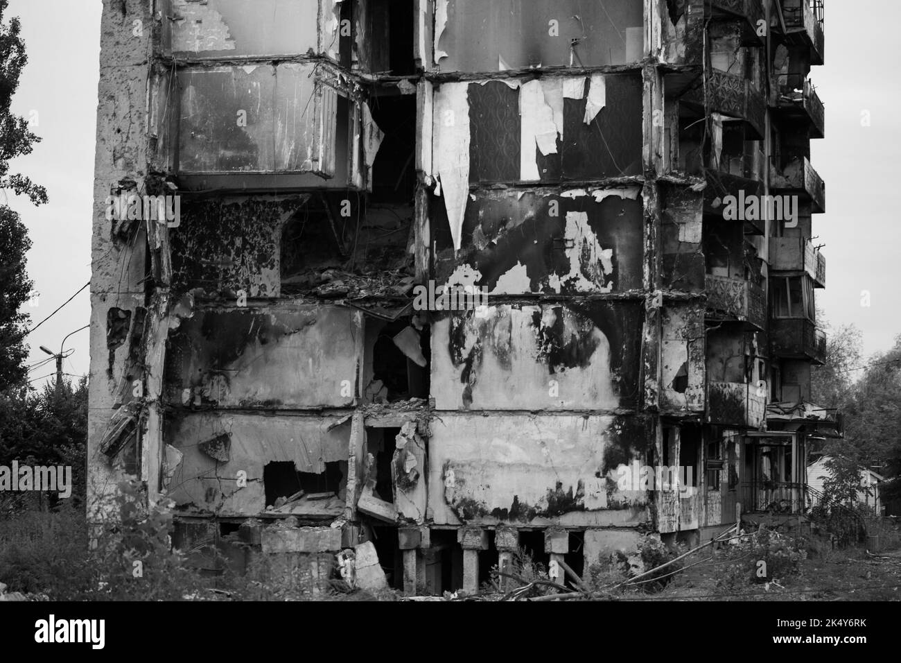 Destroyed multi-storey buildings in the city of Borodyanka, Kyiv region ...