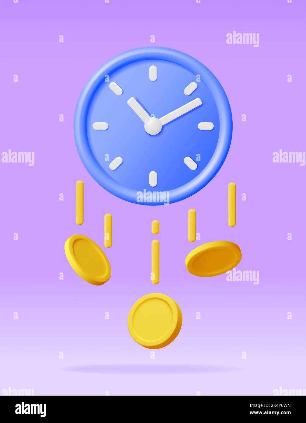 3D Clock with Dollar Golden Coins Isolated Stock Vector Image & Art - Alamy