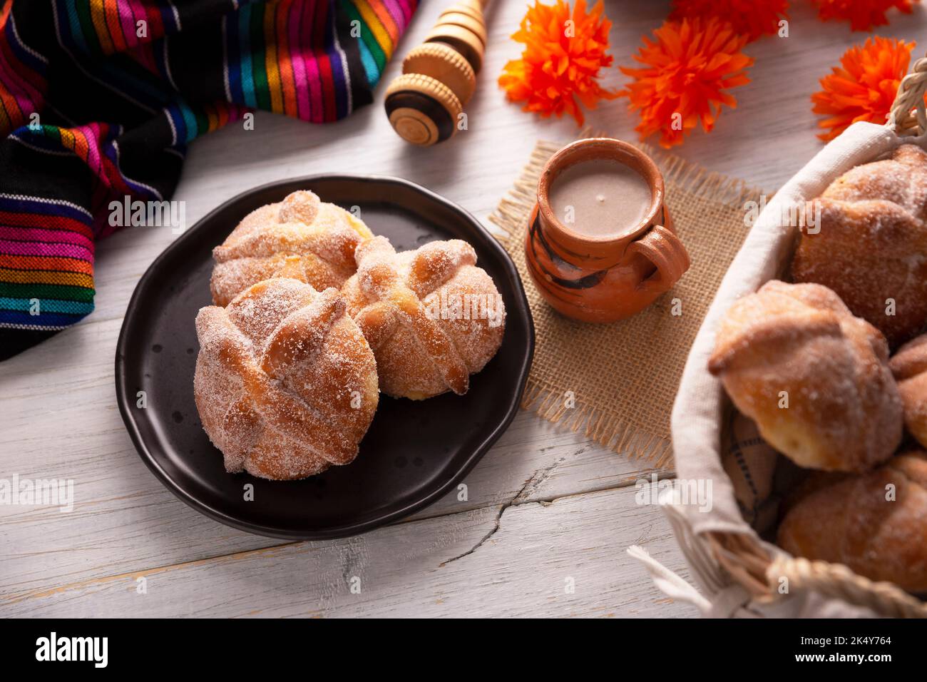 Pan de Muerto. Typical Mexican sweet bread that is consumed in the ...