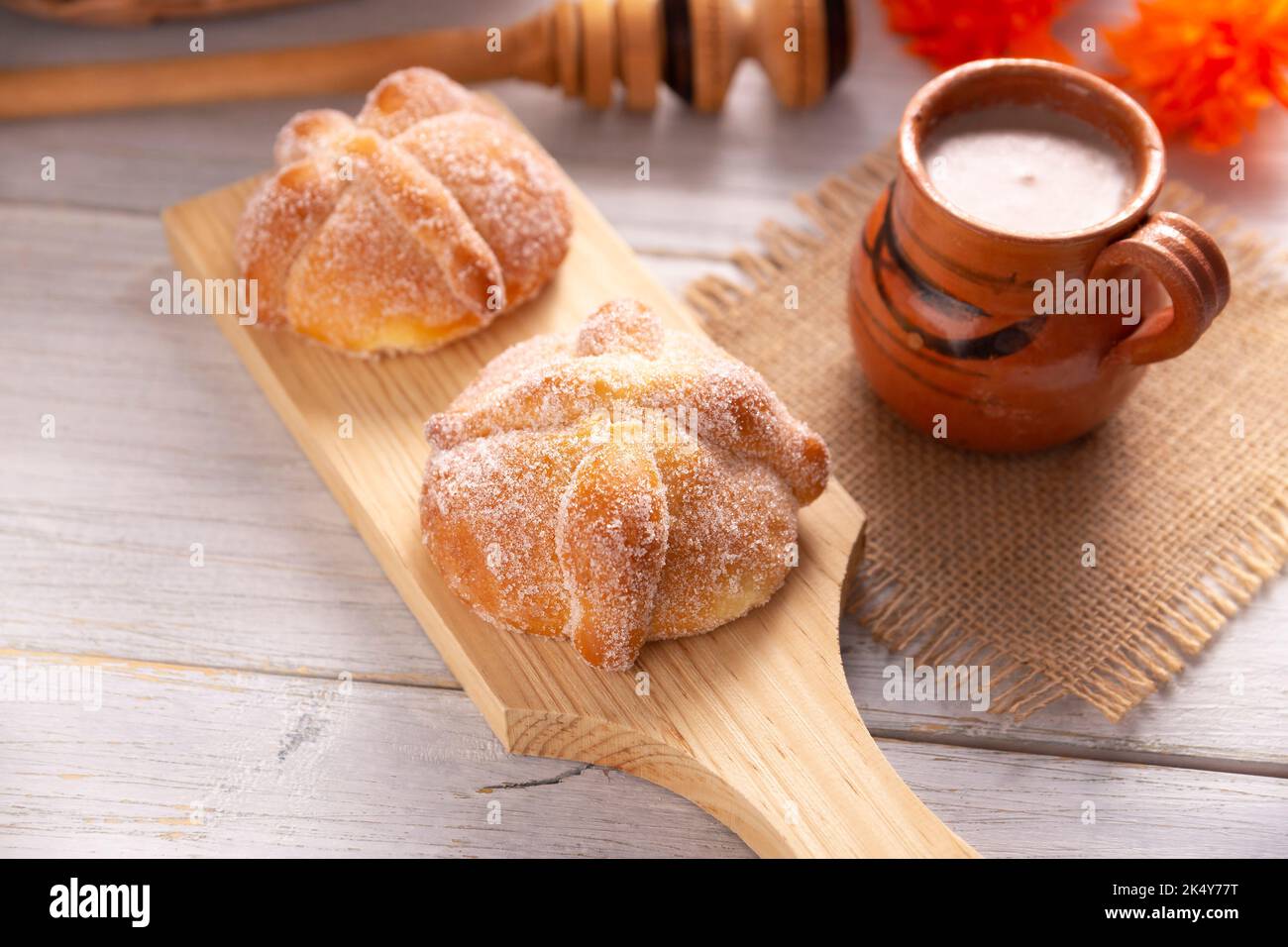 Pan de Muerto. Typical Mexican sweet bread that is consumed in the ...