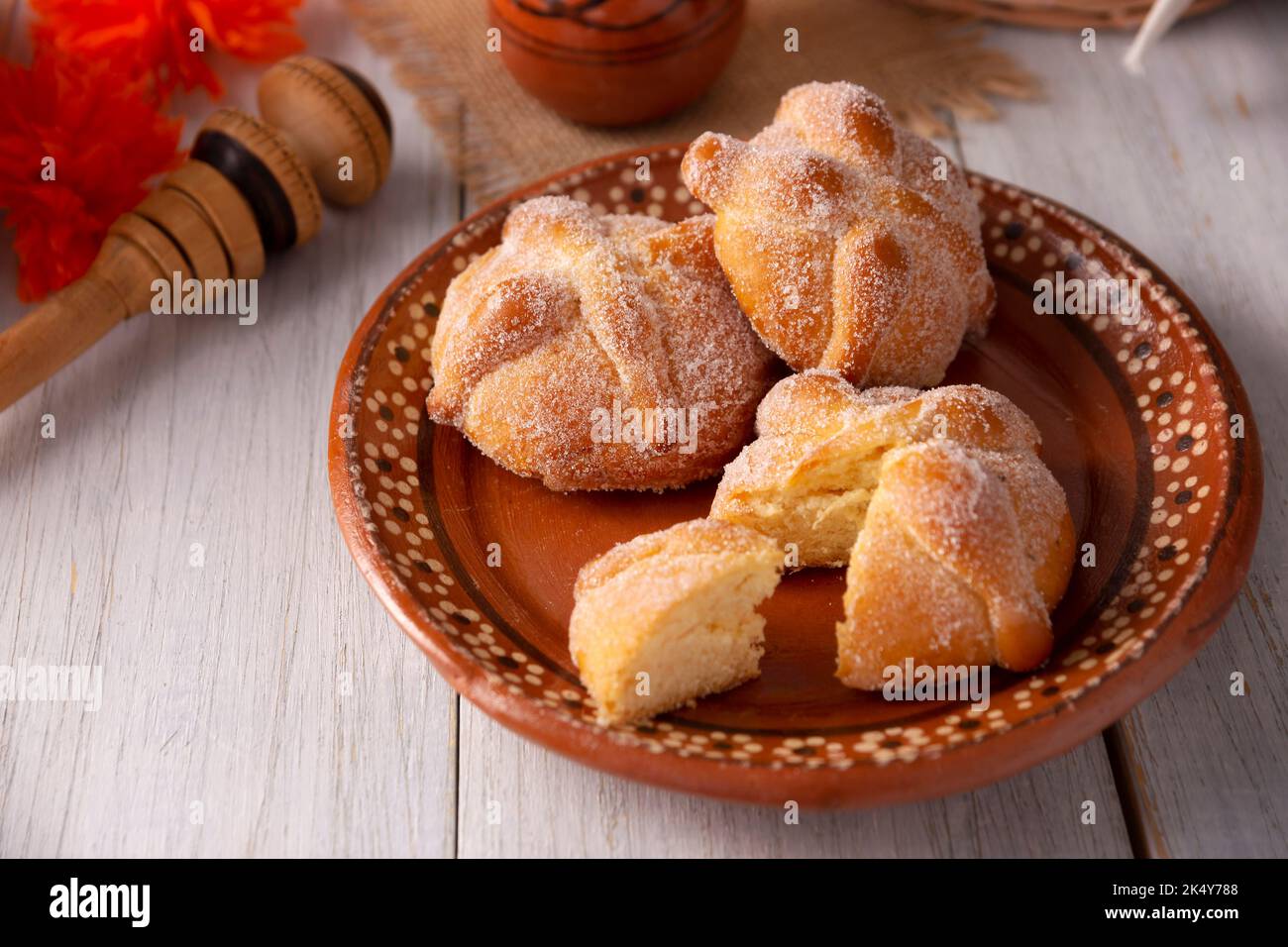 Pan de Muerto. Typical Mexican sweet bread that is consumed in the ...