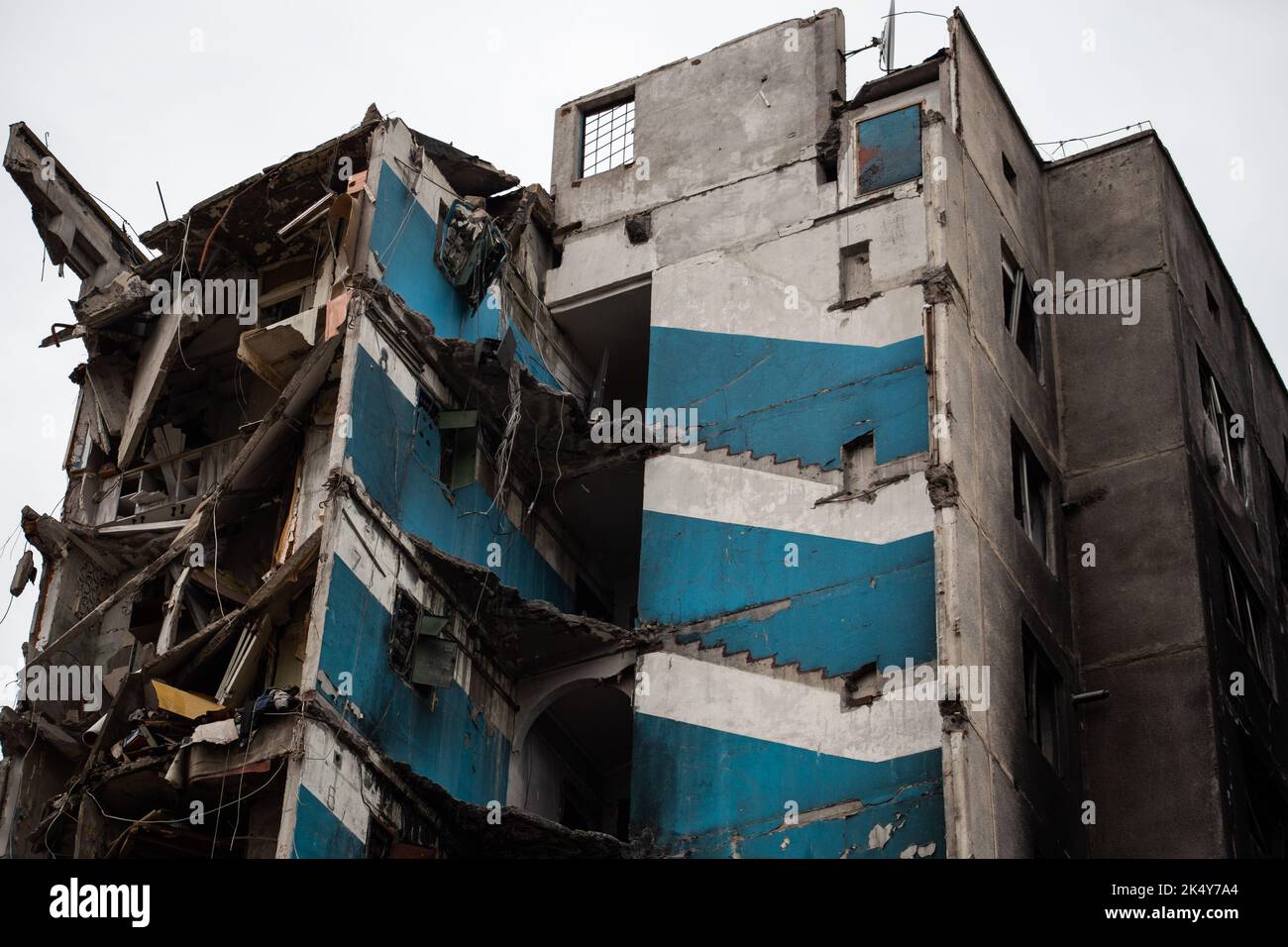 Destroyed multi-storey buildings in the city of Borodyanka, Kyiv region ...