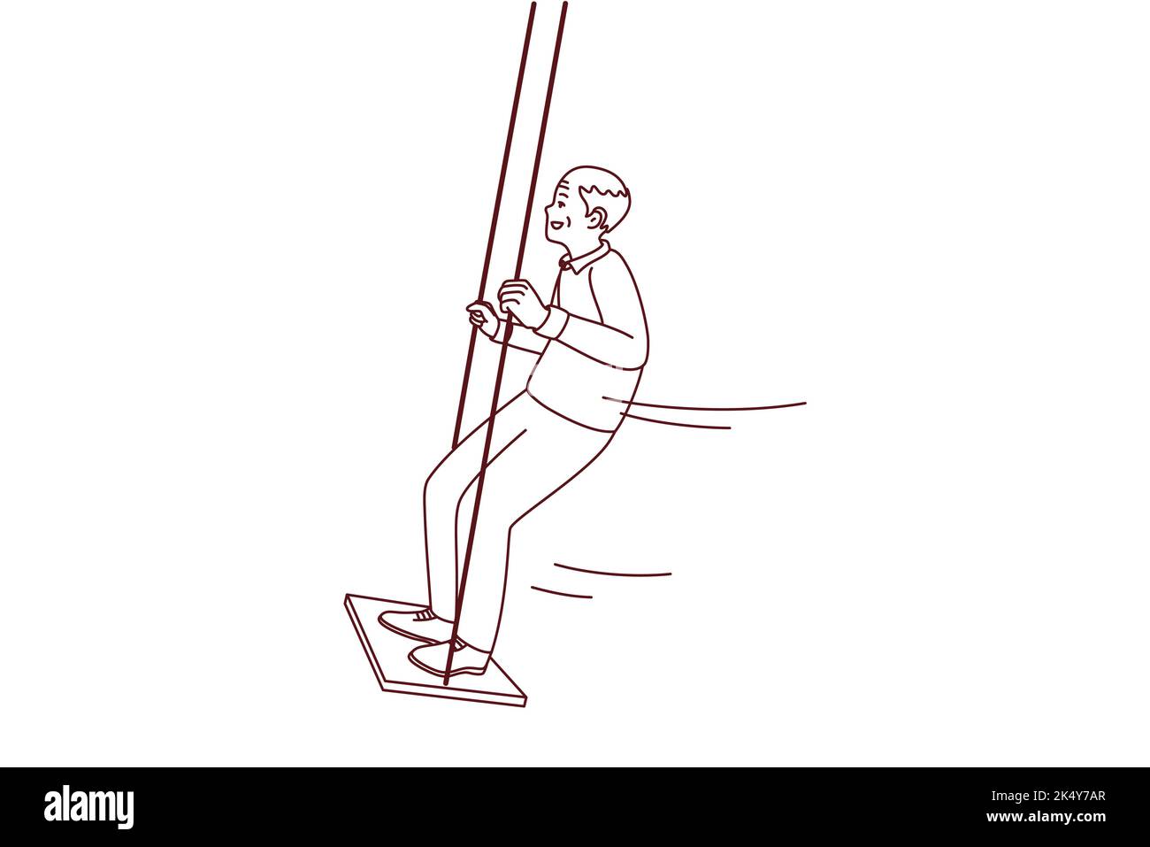 Happy energetic old man have fun on swing enjoy maturity. Smiling ...