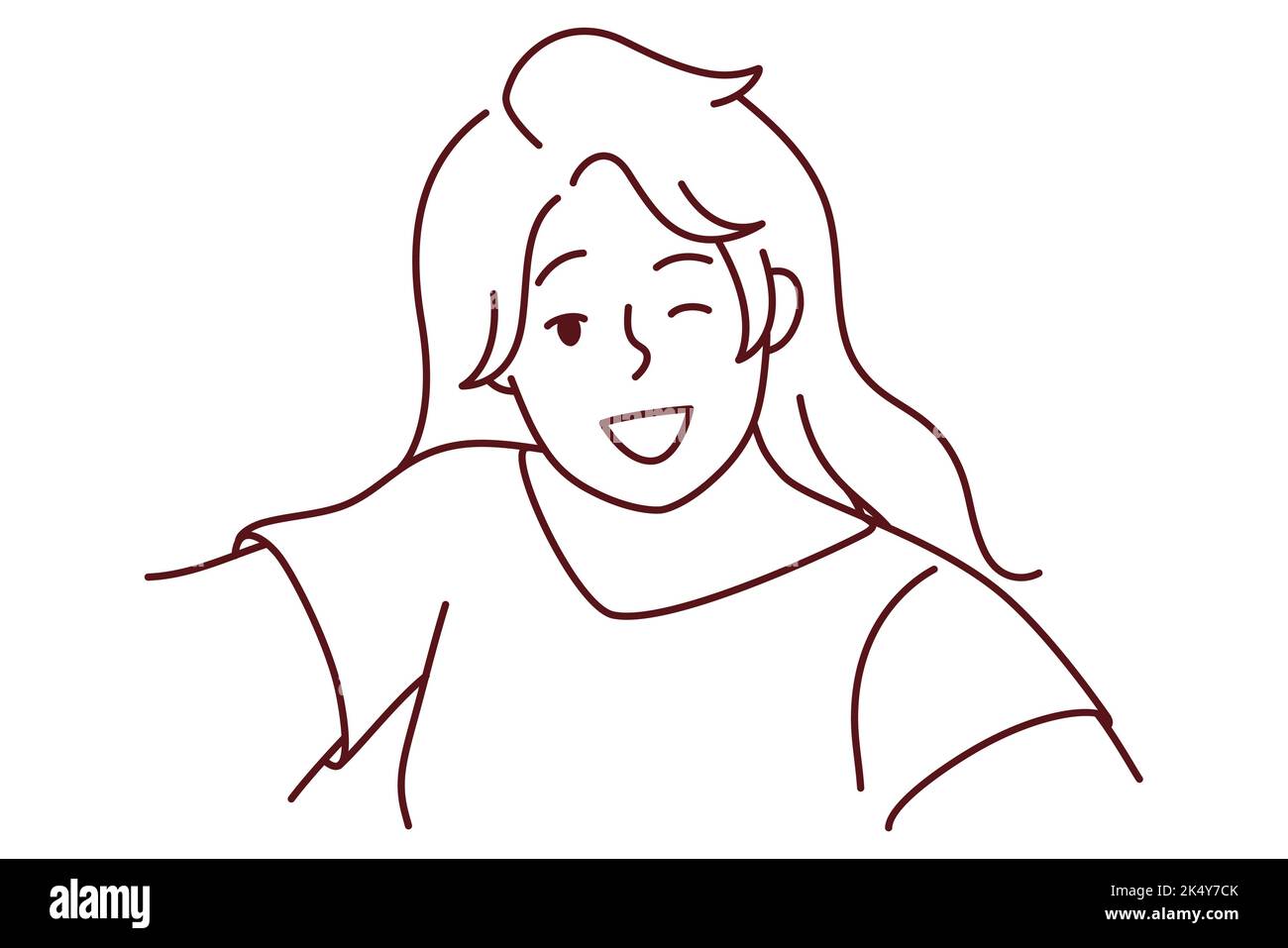 Smiling young woman make selfie on camera. Happy girl have fun take ...