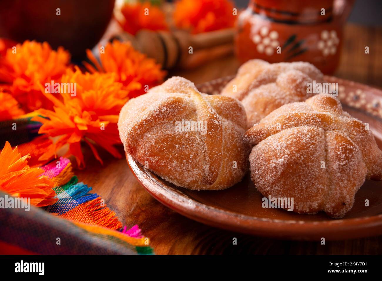 Pan de Muerto. Typical Mexican sweet bread that is consumed in the ...