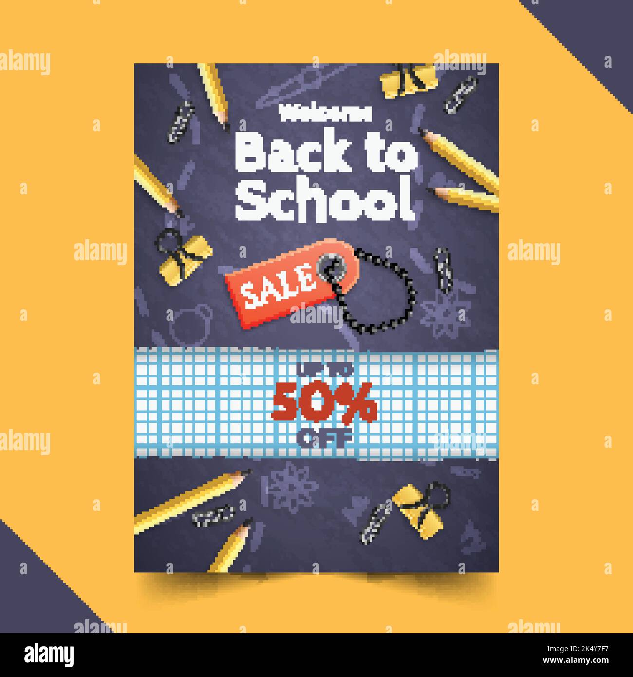 realistic back school sale vertical poster template vector design ...