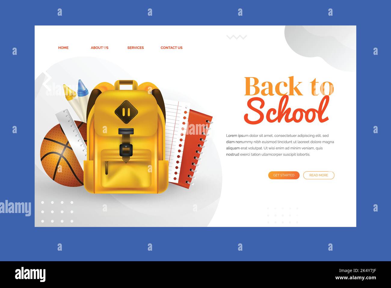 realistic back school landing page template vector design illustration ...