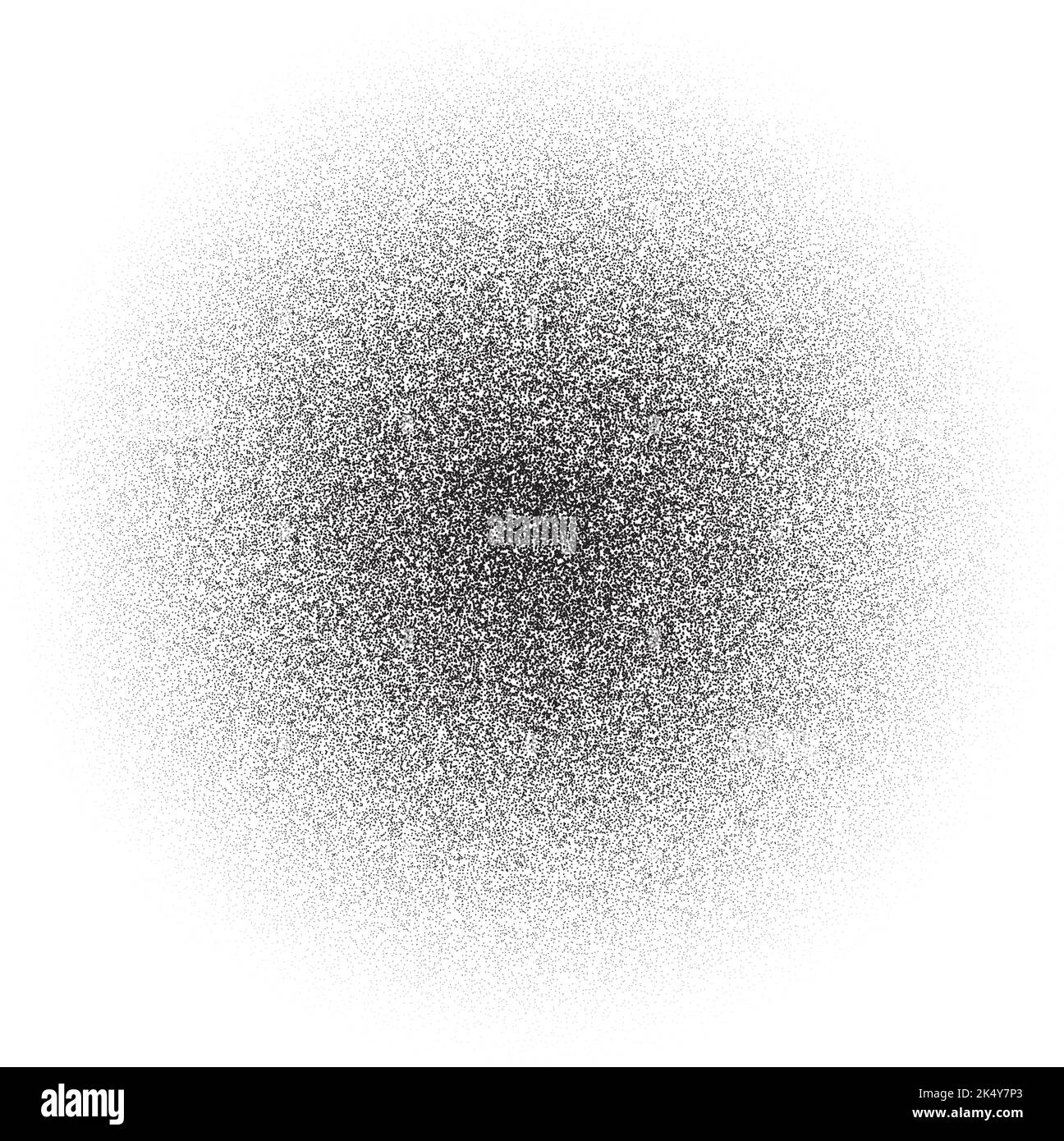 Grain circle gradient. Stippled round shape. Radial stochastic dotwork ...