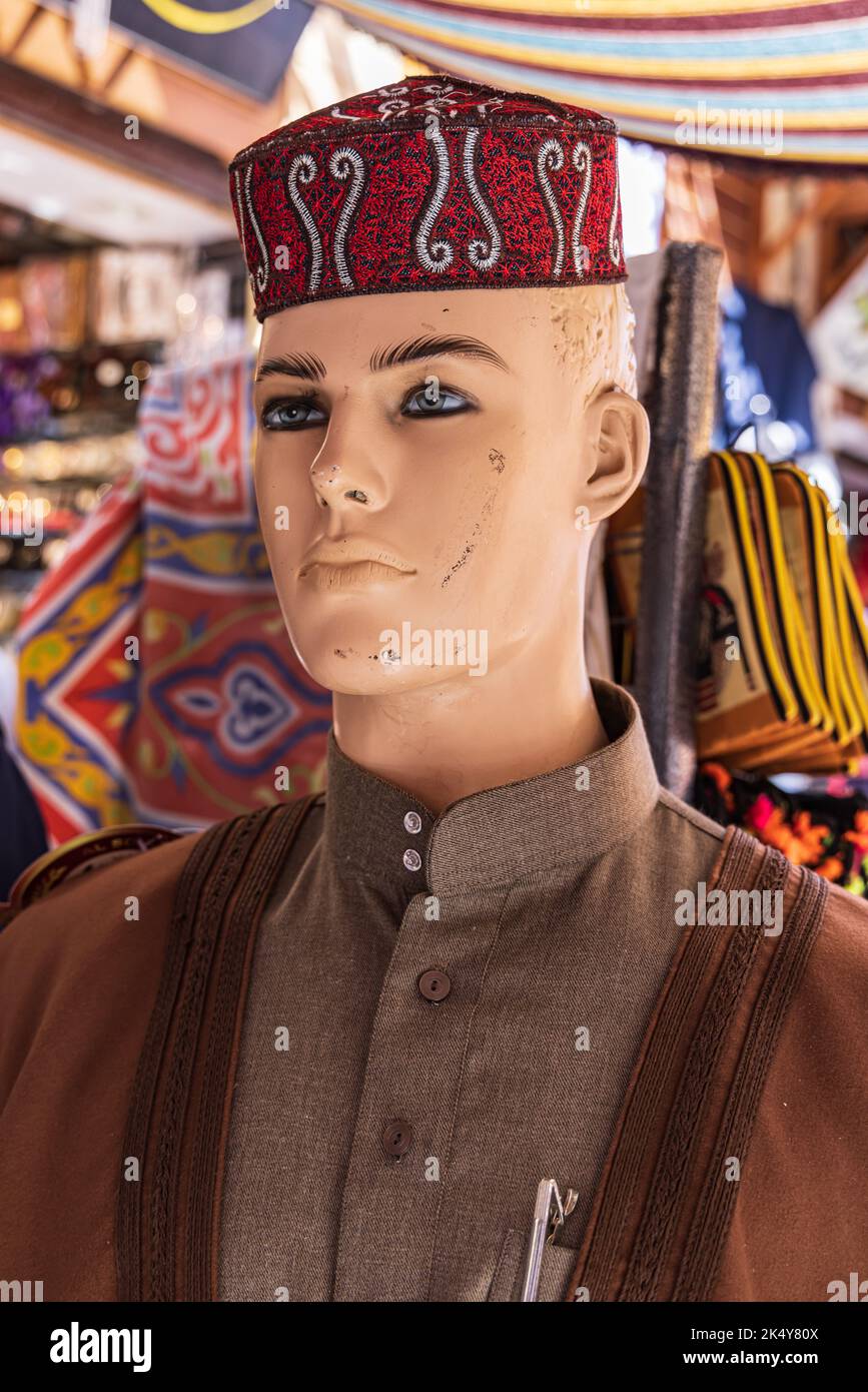 Thebes, Luxor, Egypt. Muslim wearing a red taqiyah prayer hat Stock ...