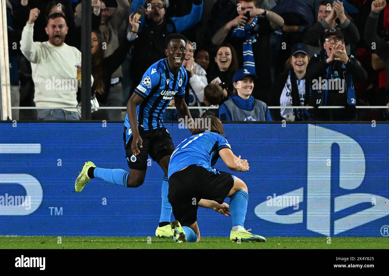 Kamal Sowah (19) of Club Brugge pictured celebrating after scoring a ...