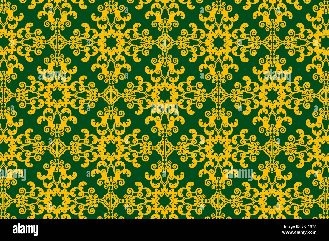 A bright golden seamless floral pattern in Indonesian batik style on ...