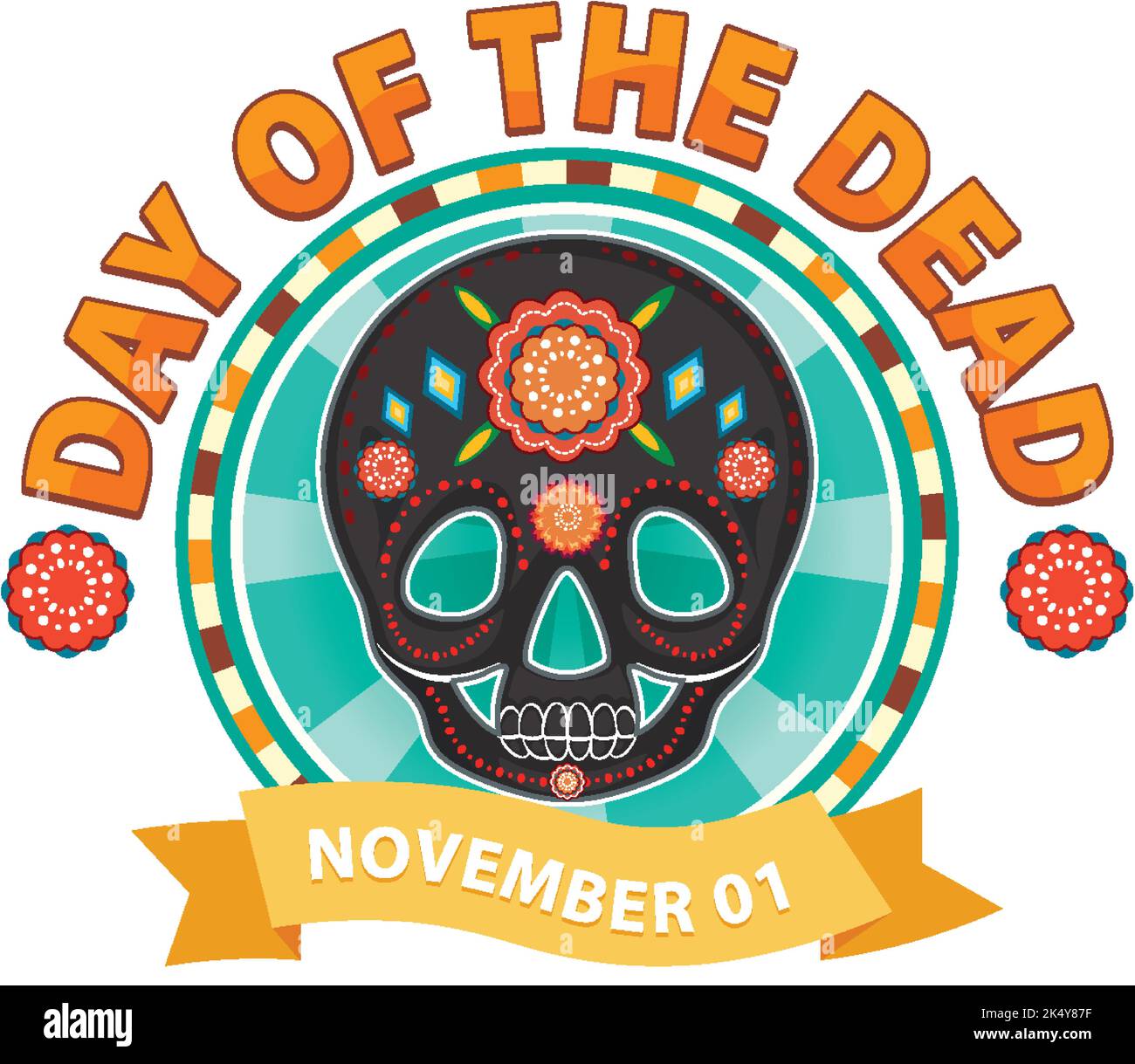 Day of the dead with Mexican Calaca illustration Stock Vector Image ...