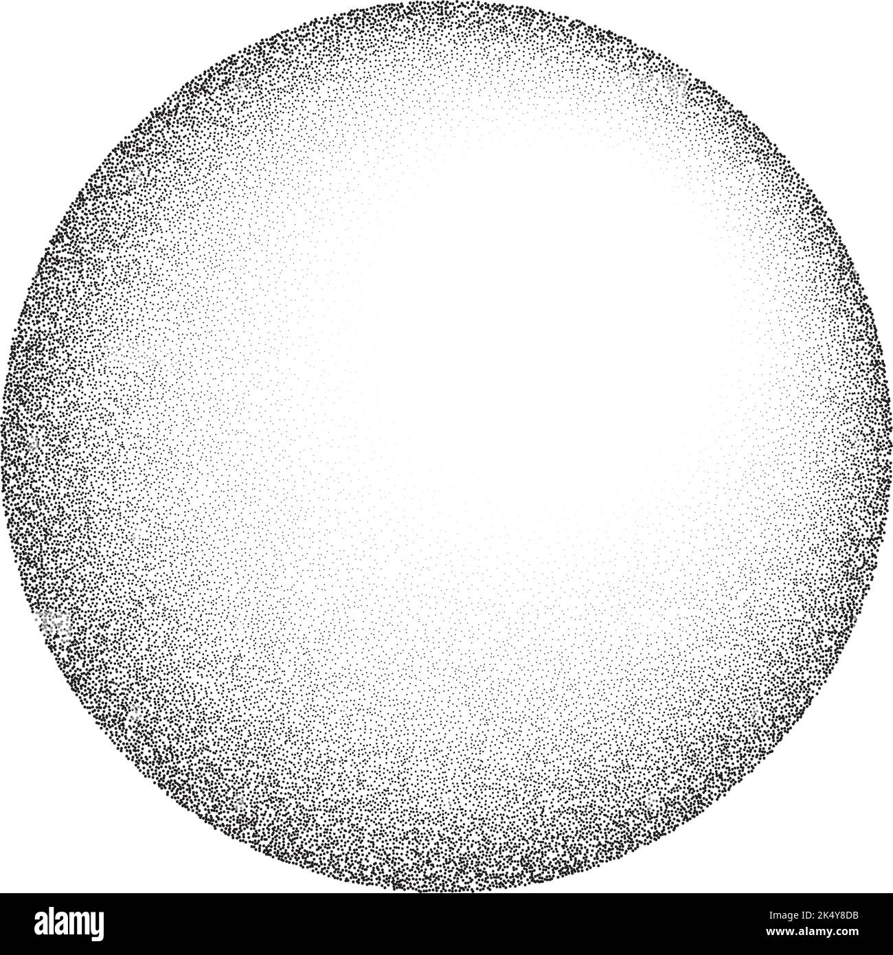 Grain circle gradient. Stippled round shape. Radial stochastic dotwork ...