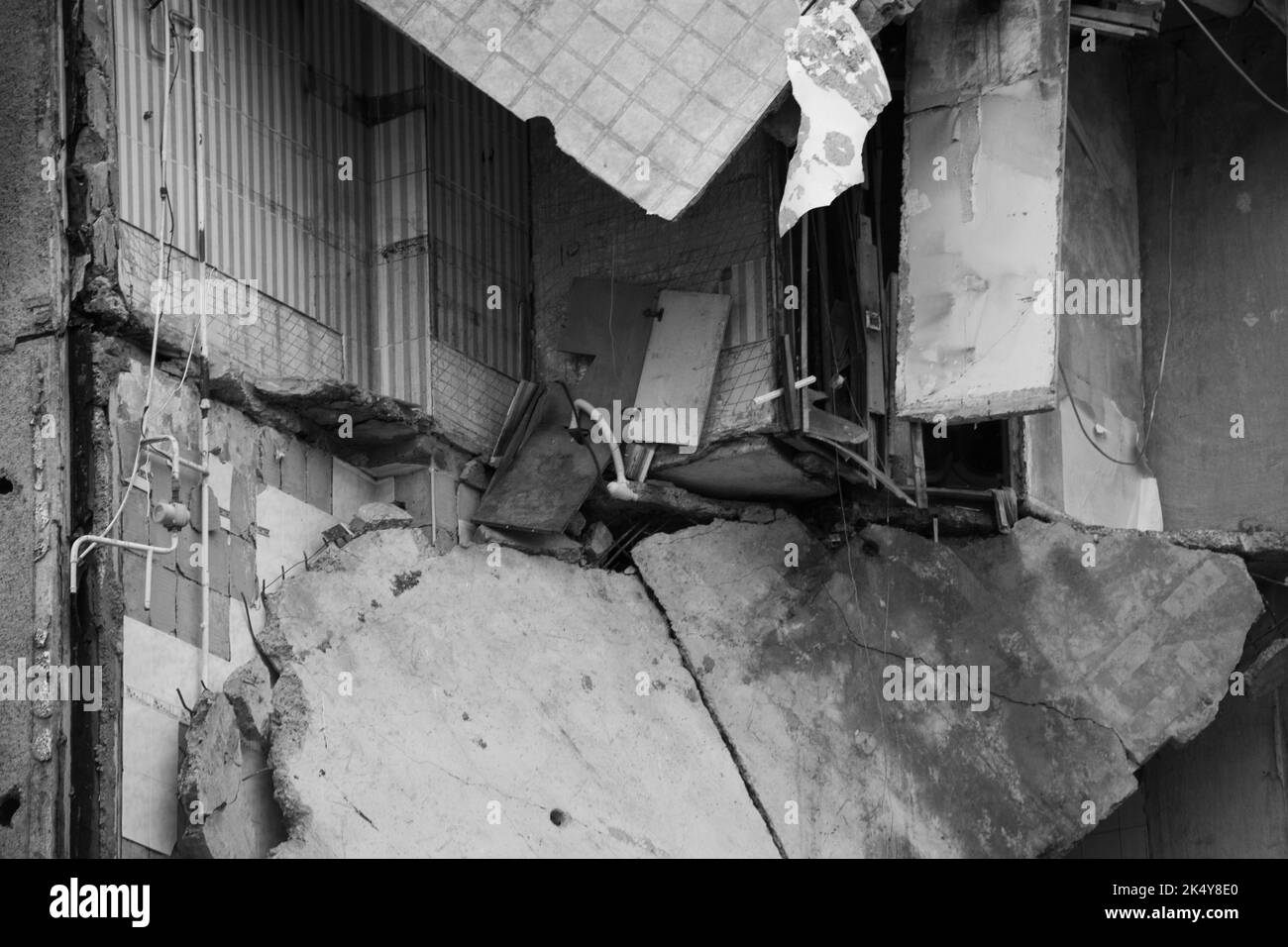 Destroyed multi-storey buildings in the city of Borodyanka, Kyiv region ...