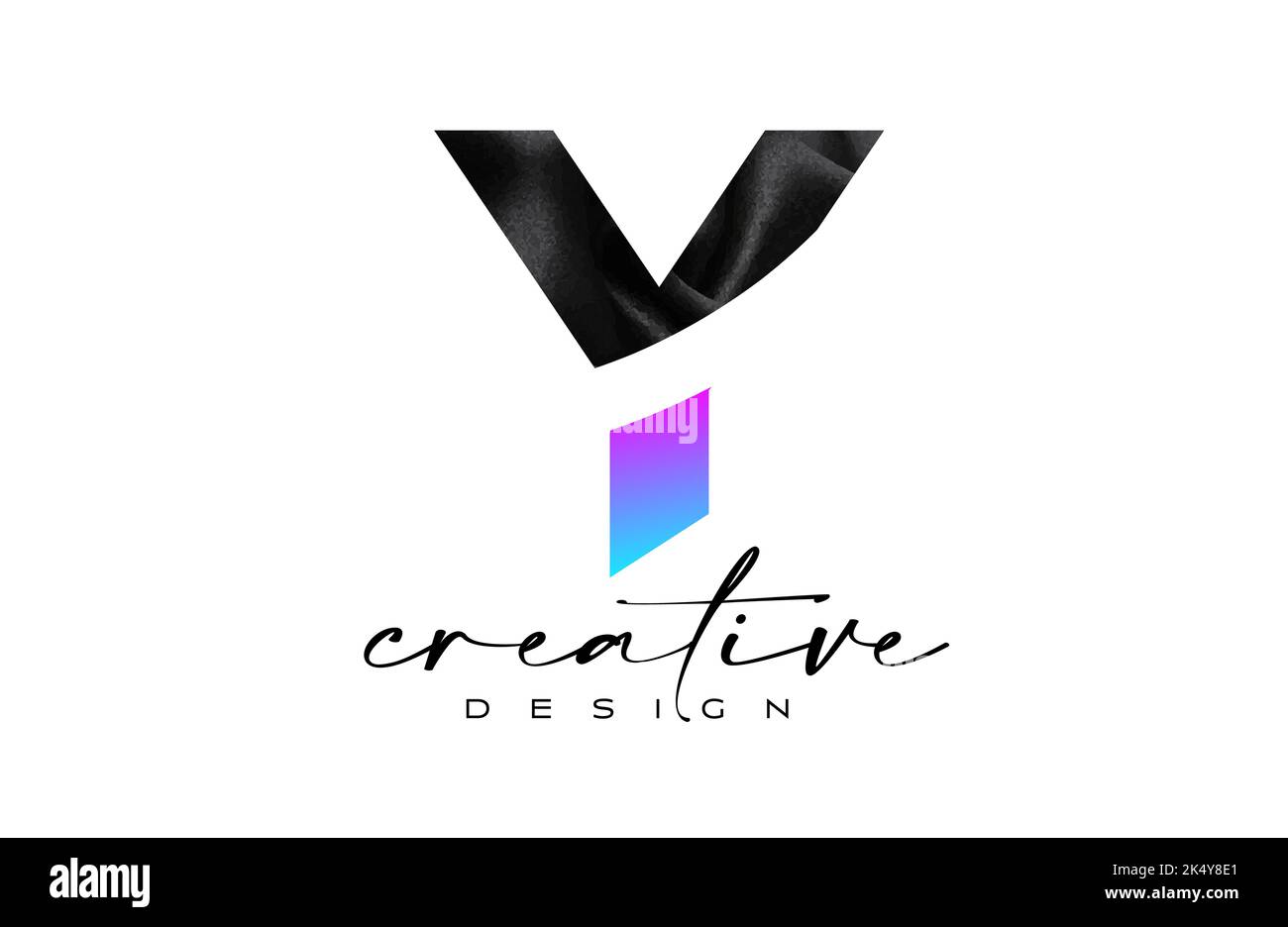 Black Silk Letter Y Logo Design with Textile Material Texture and ...