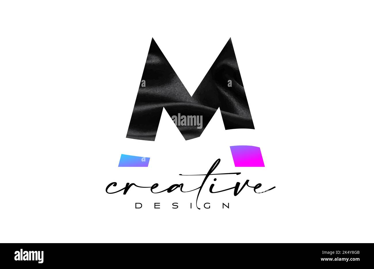 Black Silk Letter M Logo Design with Textile Material Texture and ...