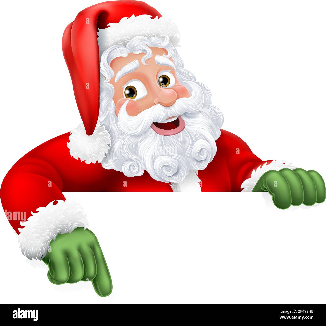 Cartoon Santa Claus Father Christmas Peeking Sign Stock Vector Image ...