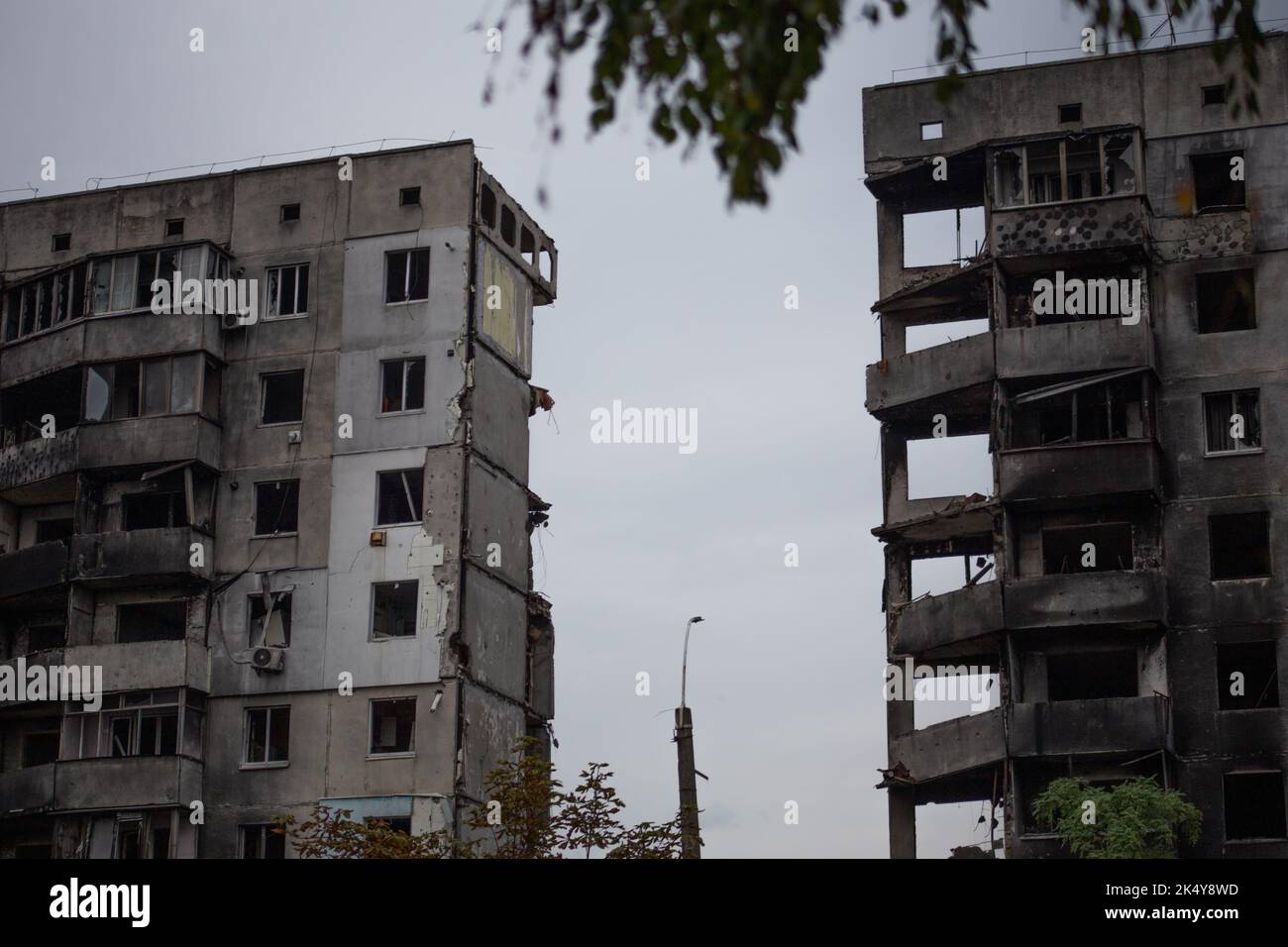 Destroyed multi-storey buildings in the city of Borodyanka, Kyiv region ...