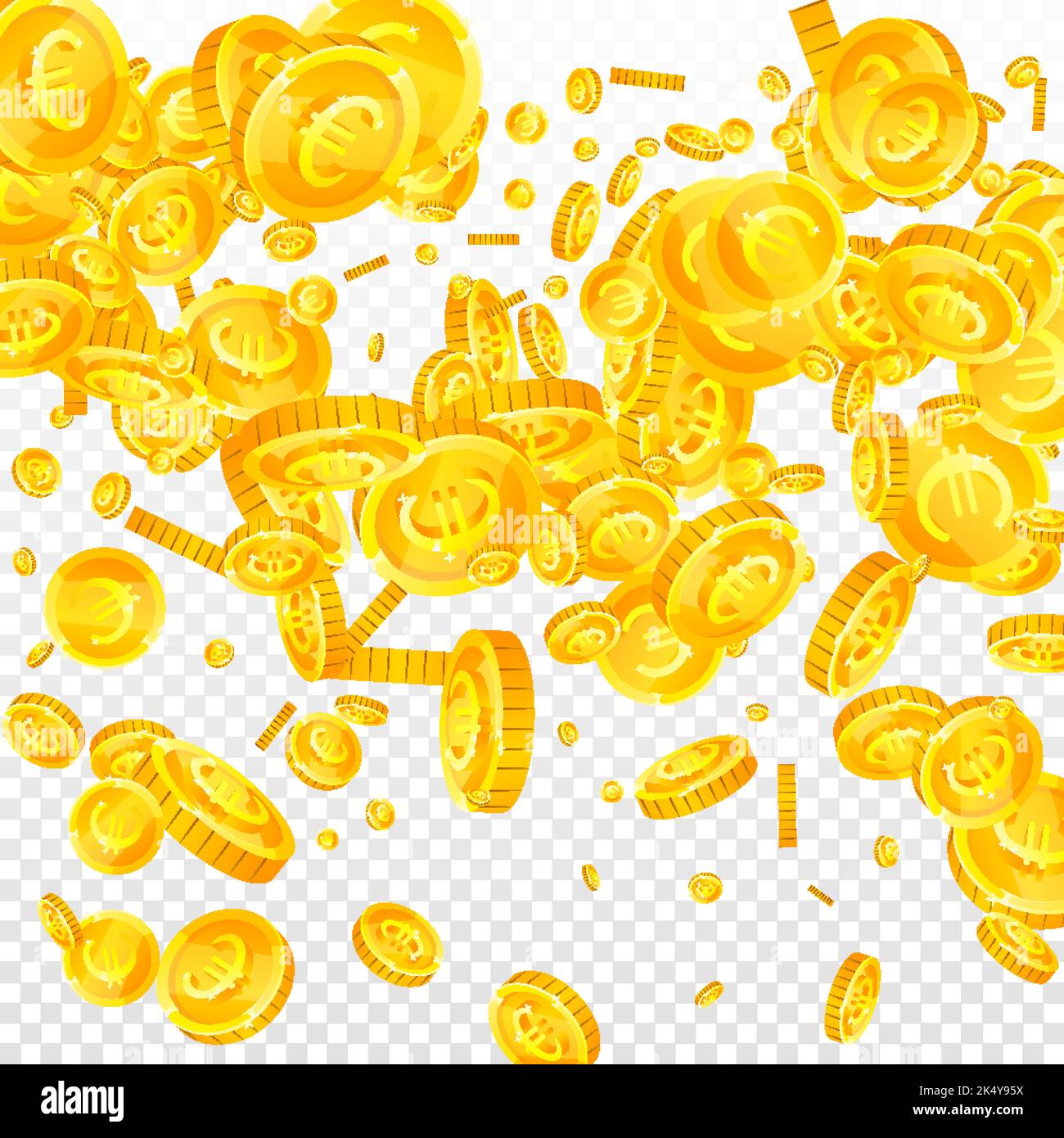 European Union Euro coins falling. Scattered gold EUR coins. Europe ...