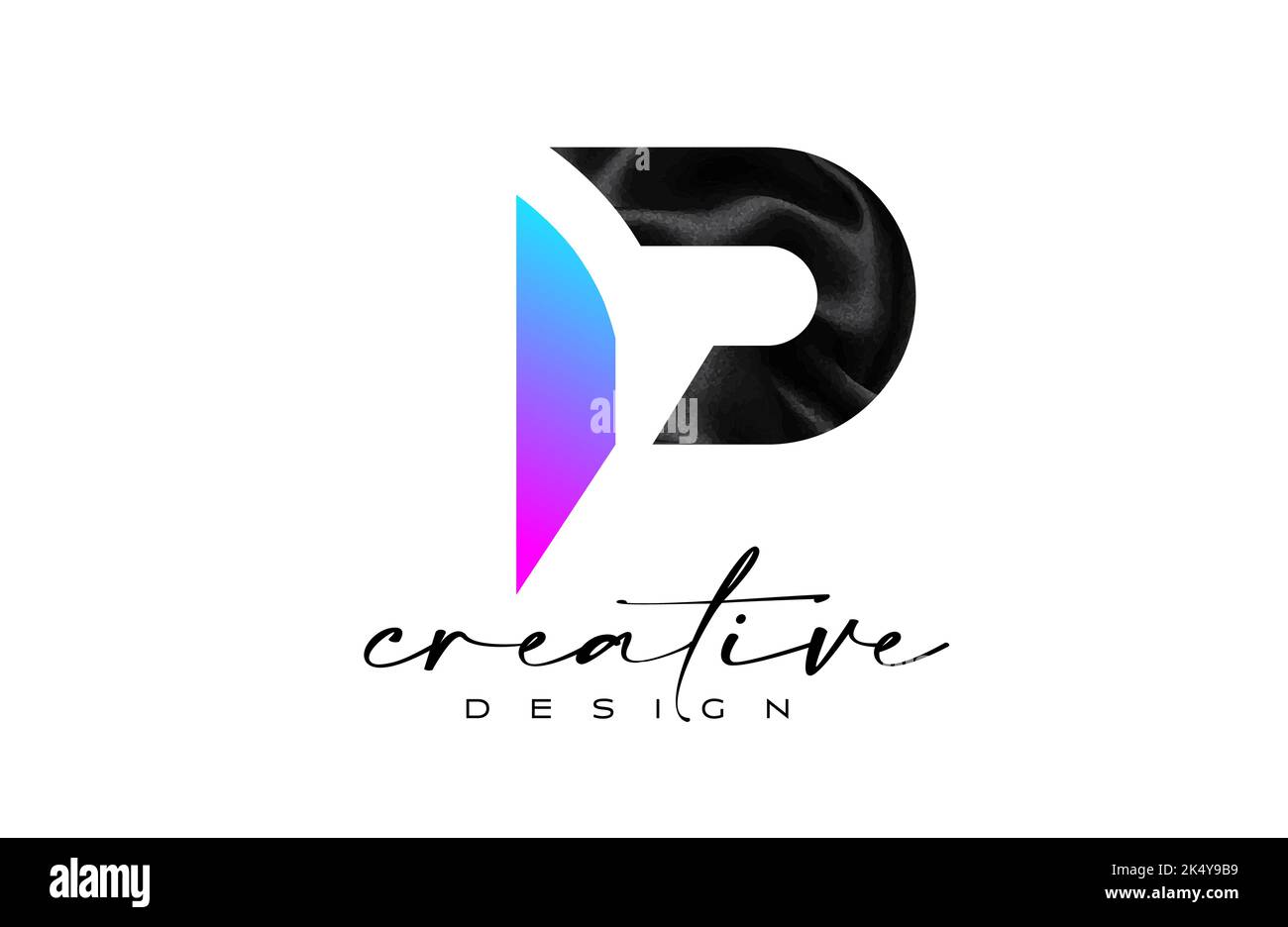 Black Silk Letter P Logo Design with Textile Material Texture and ...