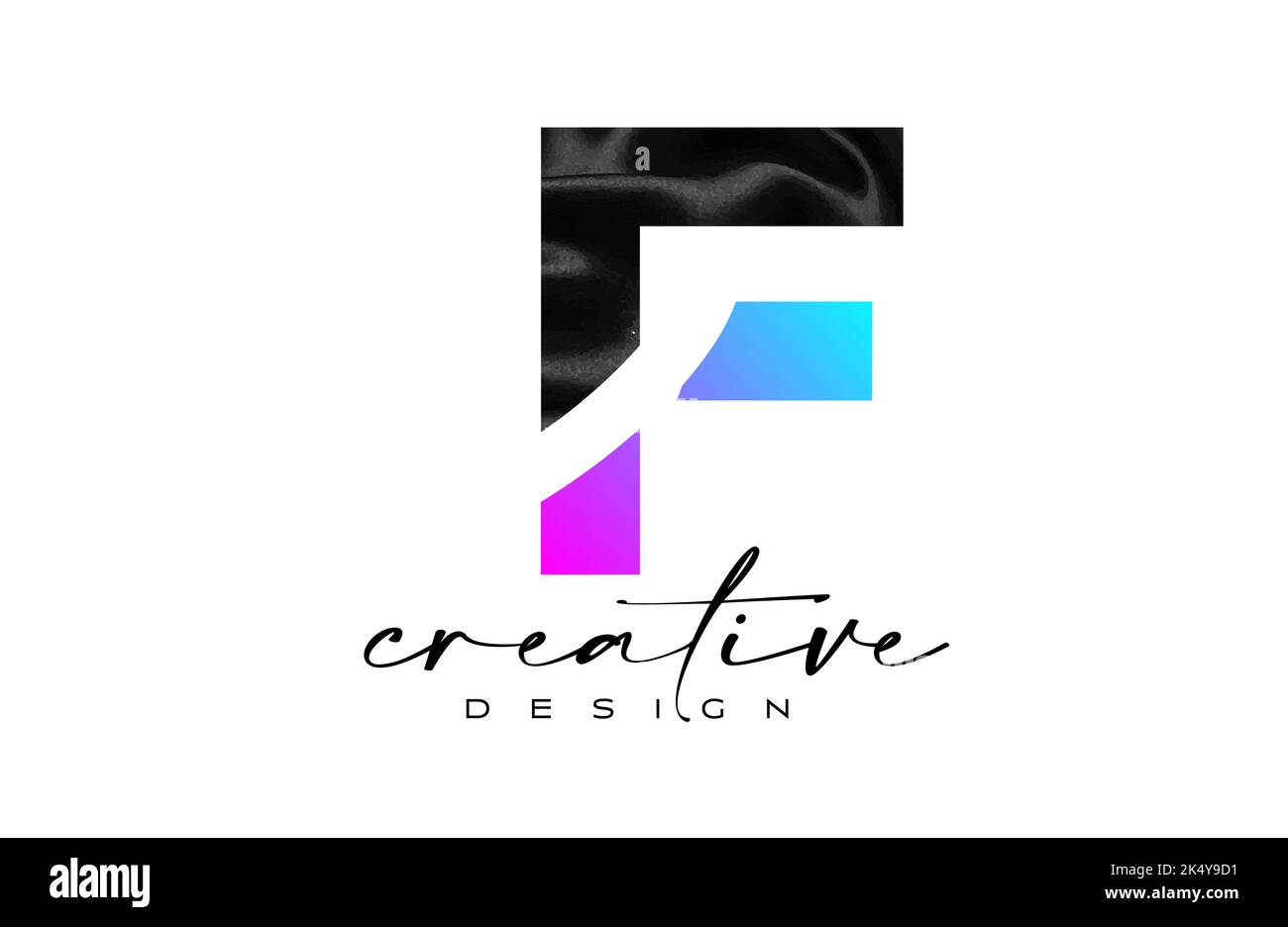 Black Silk Letter F Logo Design with Textile Material Texture and ...