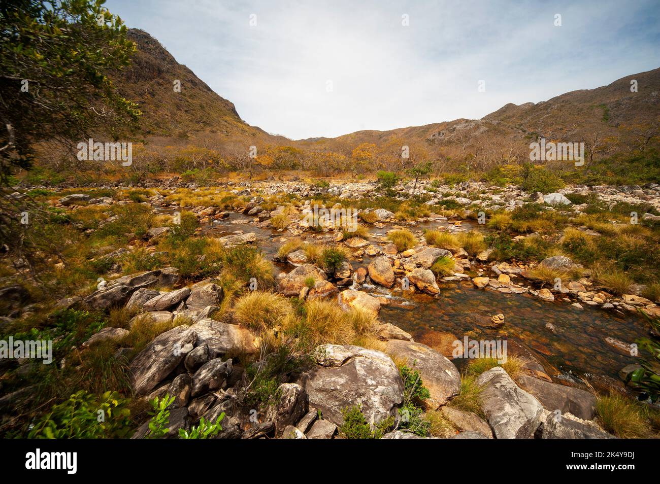 Stony riverbed of Bandeirinhas stream, Serra do Cipó National Park ...