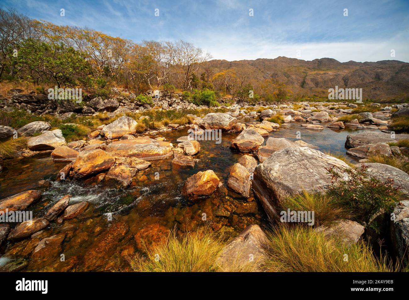Stony riverbed of Bandeirinhas stream, Serra do Cipó, Minas Gerais ...