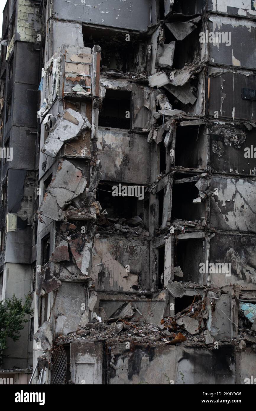Destroyed multi-storey buildings in the city of Borodyanka, Kyiv region ...