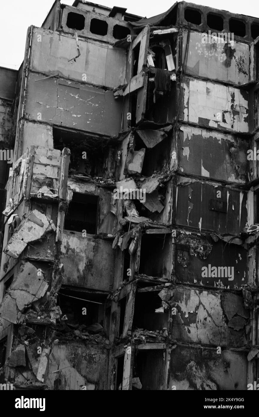Destroyed multi-storey buildings in the city of Borodyanka, Kyiv region ...