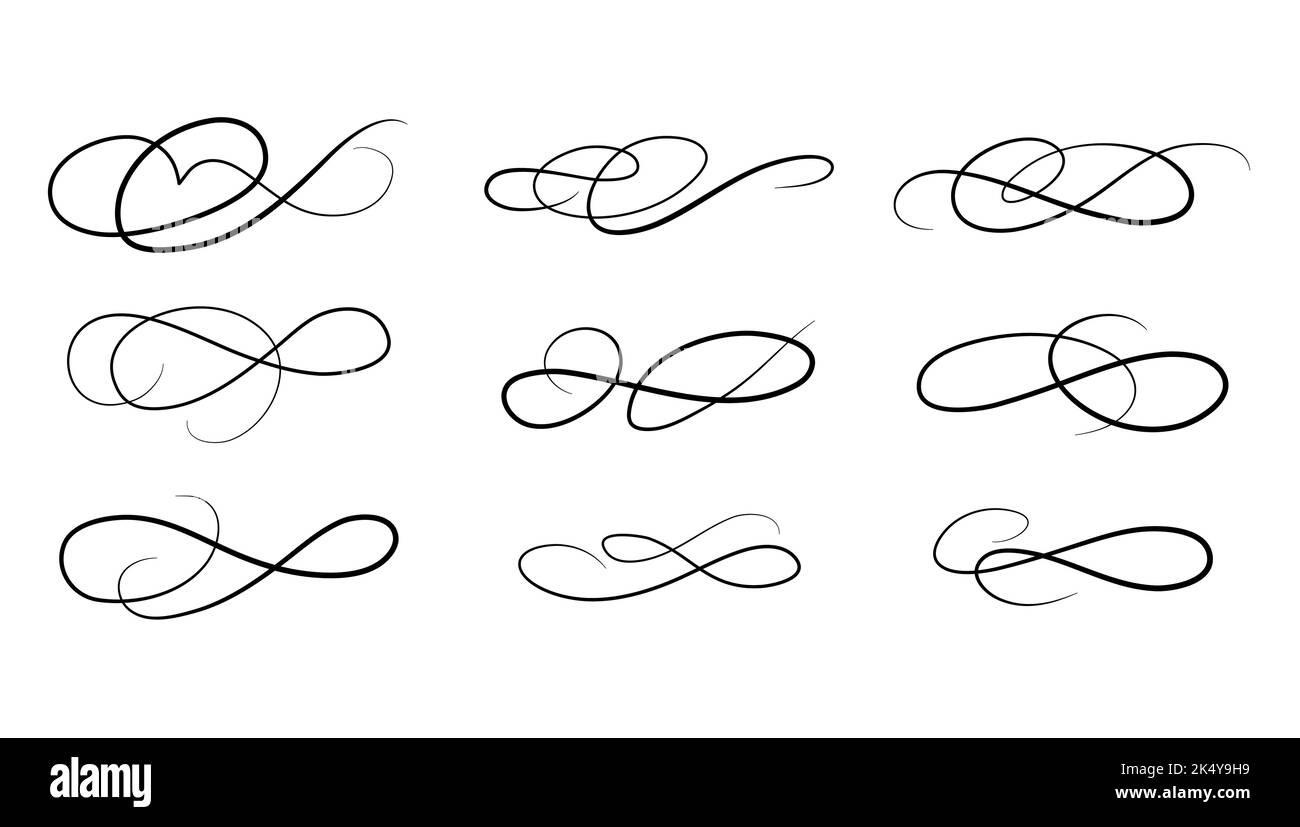 Calligraphic swoosh tail set, underline marker strockes. Sport logo ...