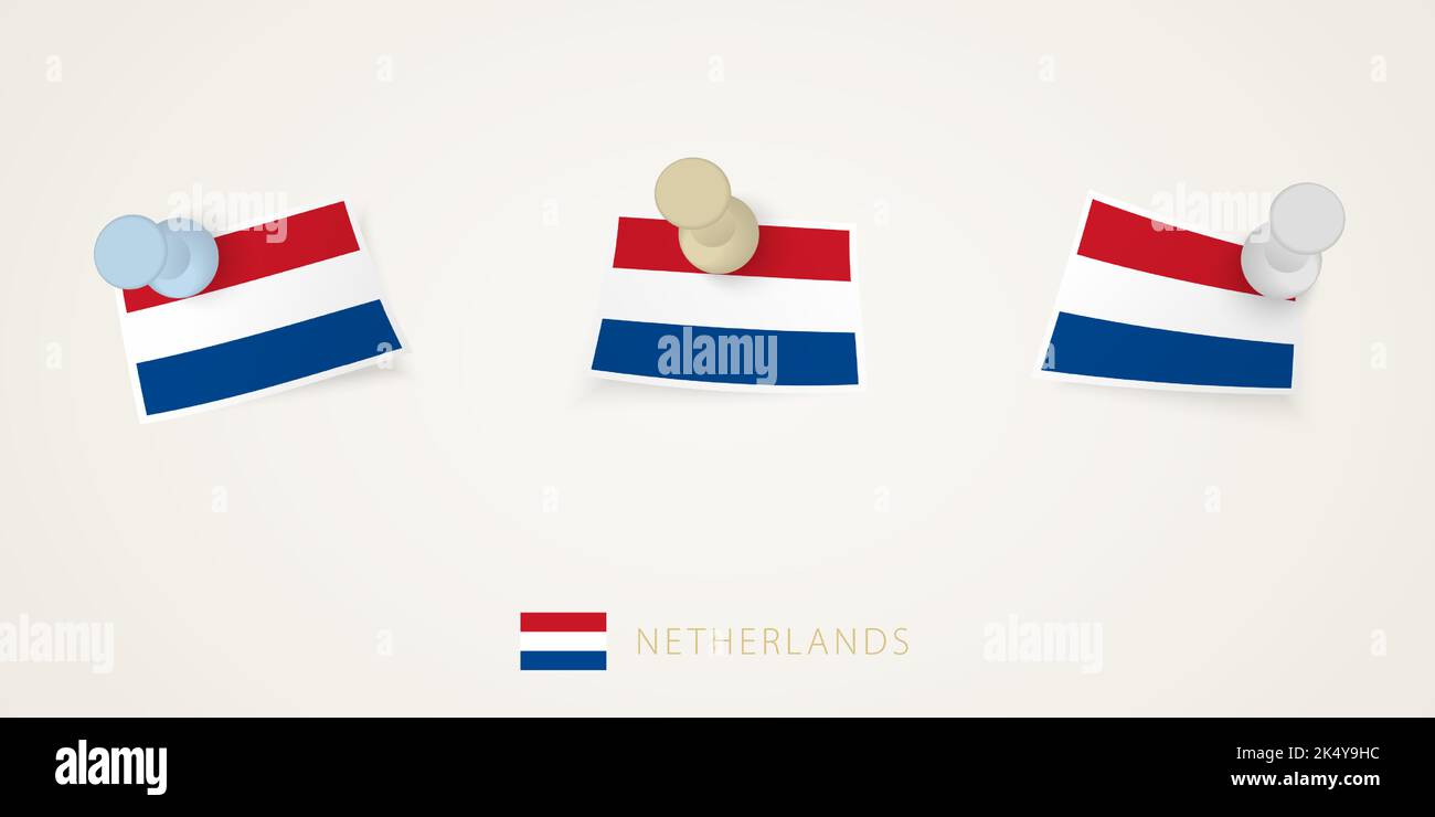 Pinned flag of Netherlands in different shapes with twisted corners ...