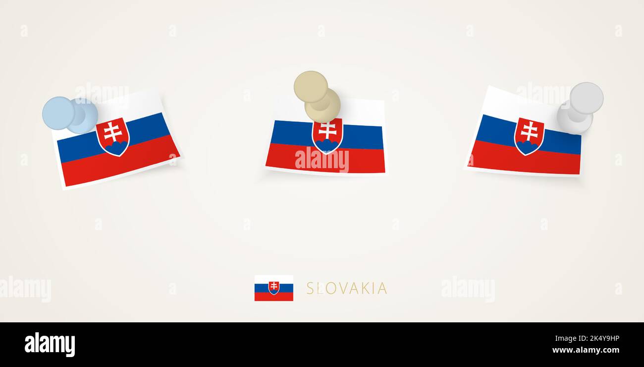 Pinned flag of Slovakia in different shapes with twisted corners ...